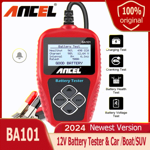 ANCEL BA101 12V Car Battery Tester 100-2000 CCA 220AH Digital Cranking ...