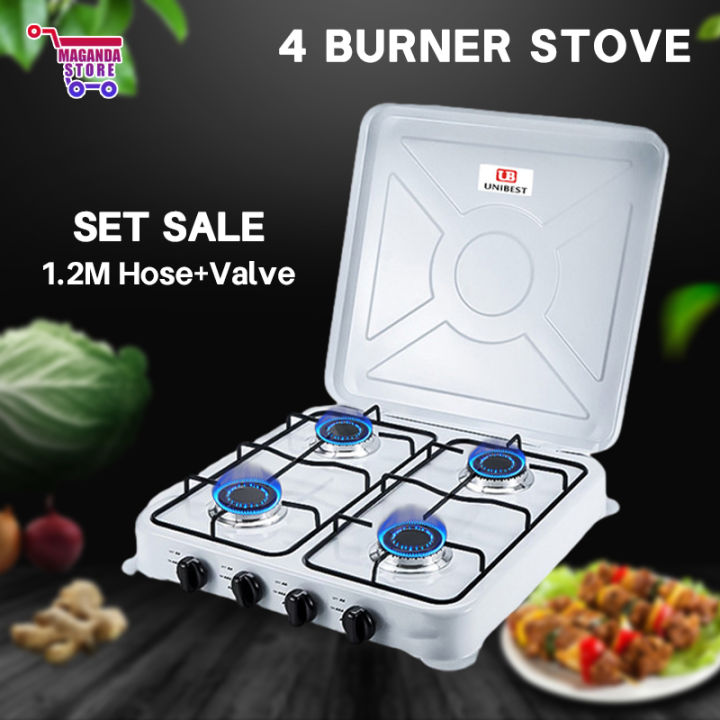 4 Burners Gas Stove Stainless Steel multi-head portable gas stove with ...