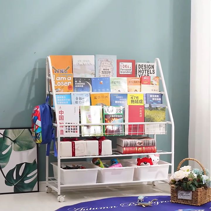 Kids Bookshelf Storage Rack Storage Rack Kids Toy Multi-functional ...