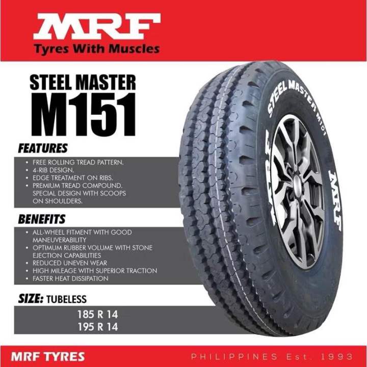 MRF tires India 8 PLY 195R14 185R14 for 14 inch rim bongo elf | Lazada PH
