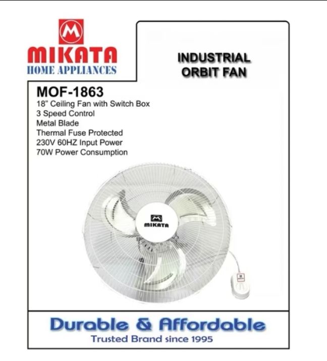 MIKATA MOF-1863 18 INCH INDUSTRIAL Metal Blade ORBIT FAN | Lazada PH