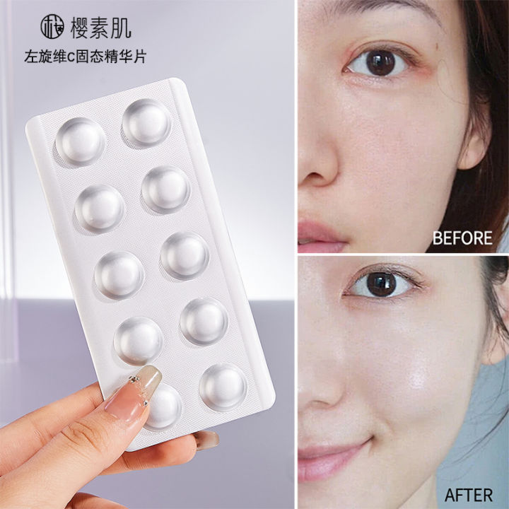 L-Ascorbic Acid Solid Essence Tablets Brighten Skin Color Vitamin C ...