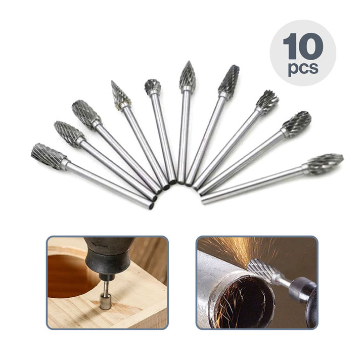 Mata Bor Tungsten Carbide Cone Spiral 1/8 Inci 10 PCS - JG8 - Perak ...