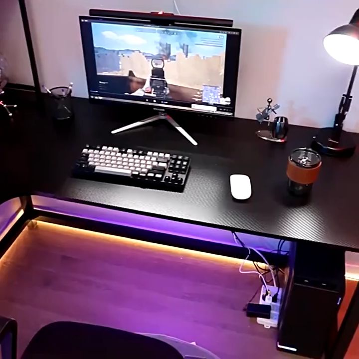 L Shape Gaming Table Carbon Fiber Computer Table meja komputer meja ...