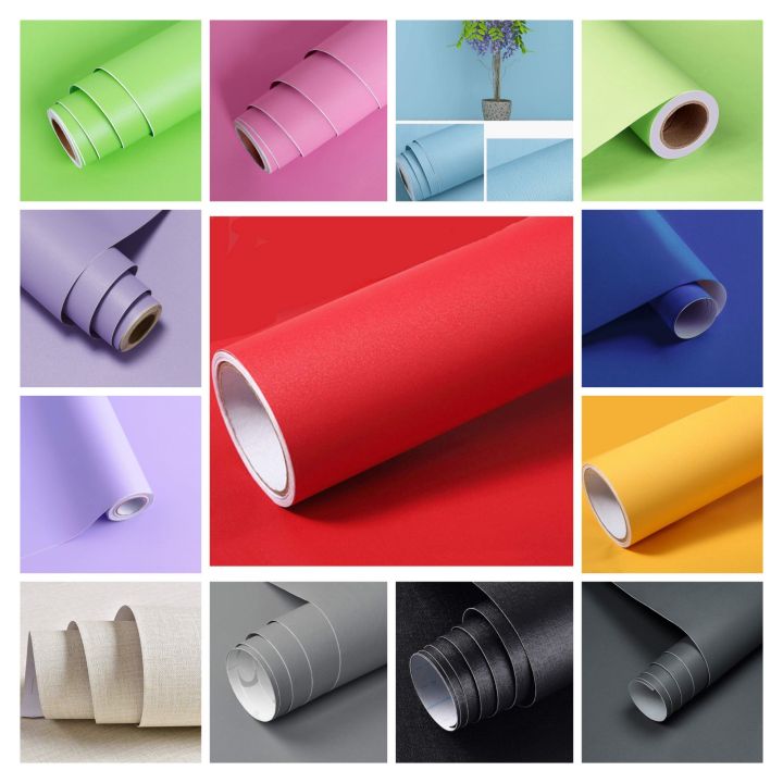 WALLPAPER STICKER DINDING BIRU POLOS / COKLAT SUSU / BIRU MUDA / KAYU ...