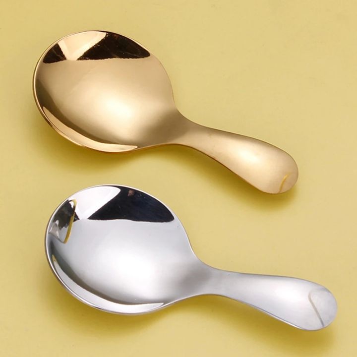 Cute Stainless Steel Spoon Short Handle Gold Ice Cream Tea Coffee Spoon ...