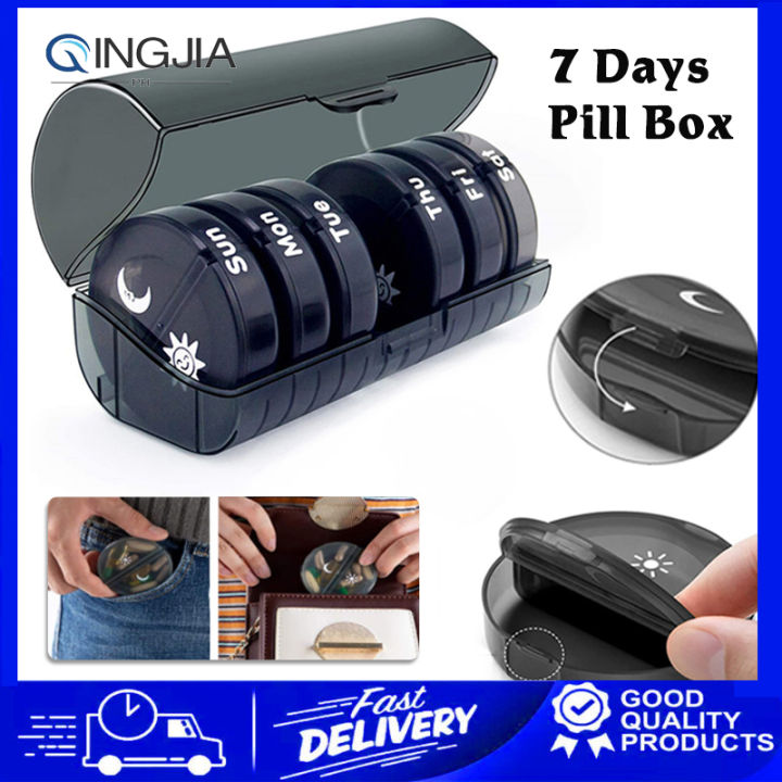 【Local Stock】ABS Portable Pill Box 21 Grid Black Pill Box Sorting Box ...