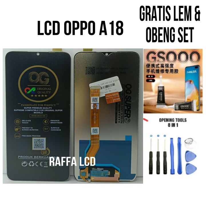 LCD OPPO A18 ORIGINAL OG SUPER FULLSET, GRATIS LEM DAN OBENG SET ...