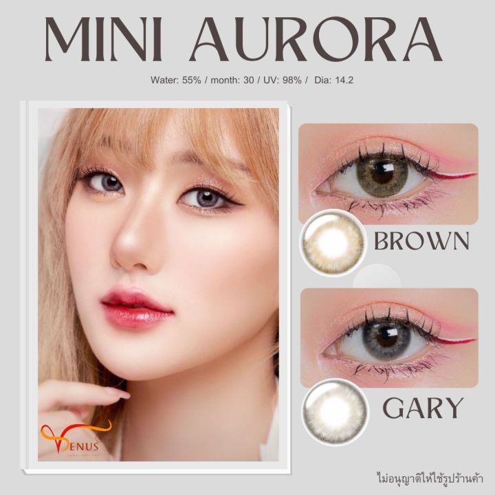 คอนแทคเลนส์ Mini Aurora : Gray - Brown / ยี่ห้อ Kitty kawaii ( ค่าสายตาปกติ - 700 ) คล้าย (DNA ...