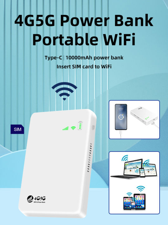 ไวไฟพกพา Pocket wifi 4G/5G ความ เร็ว 300 Mbps power bank pocket WiFi ...