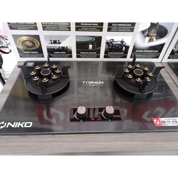 Niko TITANIUM FLIP plus+ Dual Timer - Kompor Gas Lipat 2 Tungku Tanam ...