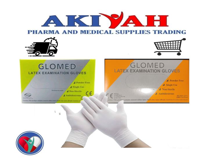 Glomed Powder-Free Latex Disposable Gloves and Glomed slim latex (100pcs) | Surgical Examination ...