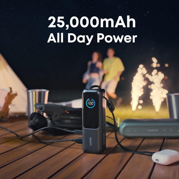Anker Power Bank 25,000mAh Portable Charger with Triple 165W USB-C ...