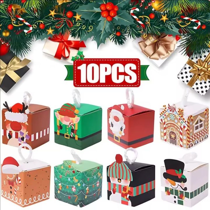 10/30/50pcs Christmas Candy Gift Box / Santa Claus Snowman Elk Cookies ...