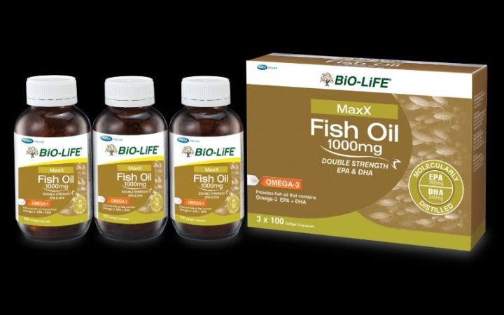 Bio-life Maxx Fish Oil 1000mg, Double Strength With Omega 3 + EPA + DHA ...