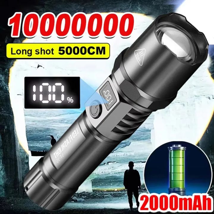 Super Bright LED Flashlight 3 Lighting Modes Built-in Battery ...