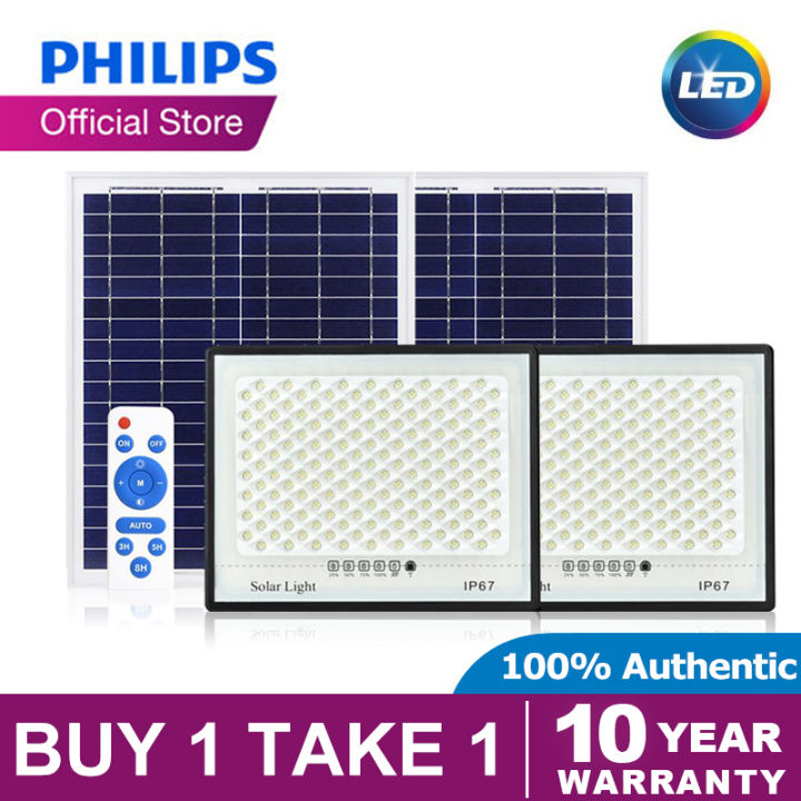 PHILIPS BUY 1 TAKE 1 Solar Light 500W Outdoor Waterproof LED Solar Lamp With Remote Heavy Duty ...