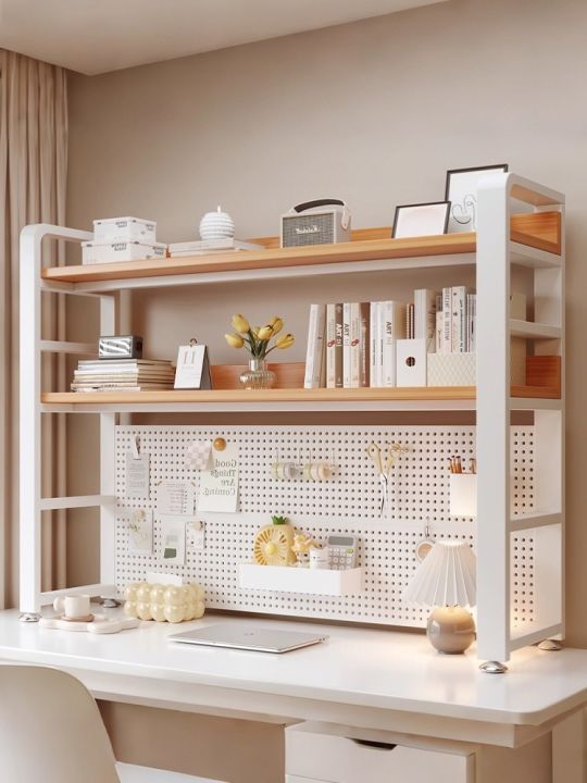 Simple Multi-layer Desktop Storage Rack Hole Board Table Top Bookshelf ...
