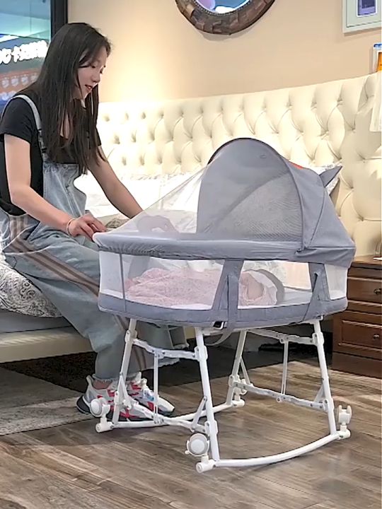 3 in 1 Baby Crib Portable Cradle Cart Rocker Bed Newborn Sleeping ...