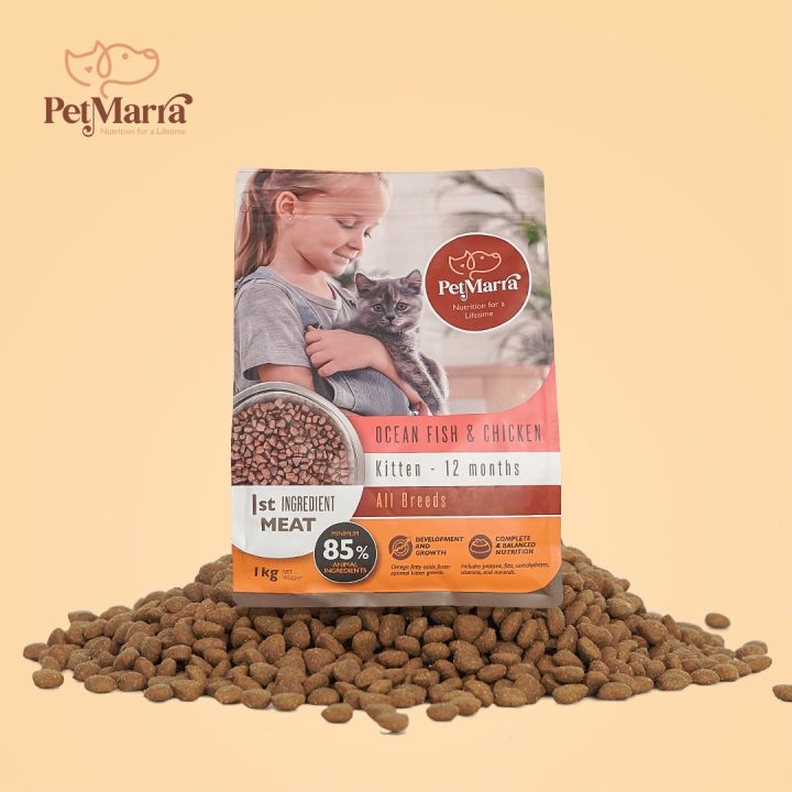 PetMarra Kitten Dry Food Ocean Fish and Chicken Flavor 1kg kittens pet ...