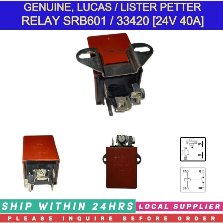 Relay [24V 40A 33RA 4PIN, IMPORTED GENUINE ITEM ] Lucas SRB601 / 33420 ...