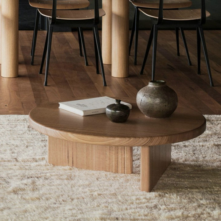 Japanese-Style Solid Wood Tea Table, Small Log Apartment, round Coffee ...