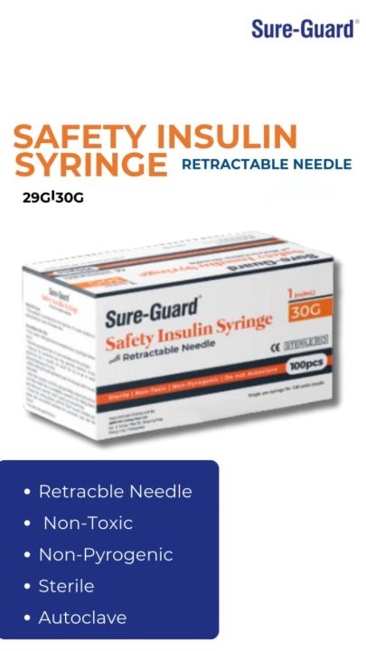 Sure-Guard Safety Insulin Syringe (Retractable Needle) 29G/30G | Lazada PH