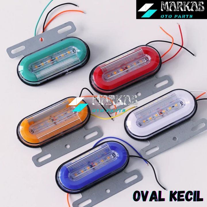 Lampu Led Bak Samping Truk Variasi 12V / 24V Model Oval Kecil / Oval Mini 12 Led Sein Tidak ...