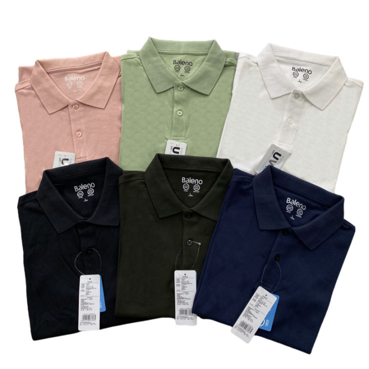 Baleno Men's Polo Shirt Pure Color Casual Short Sleeve Turn-down Collar ...