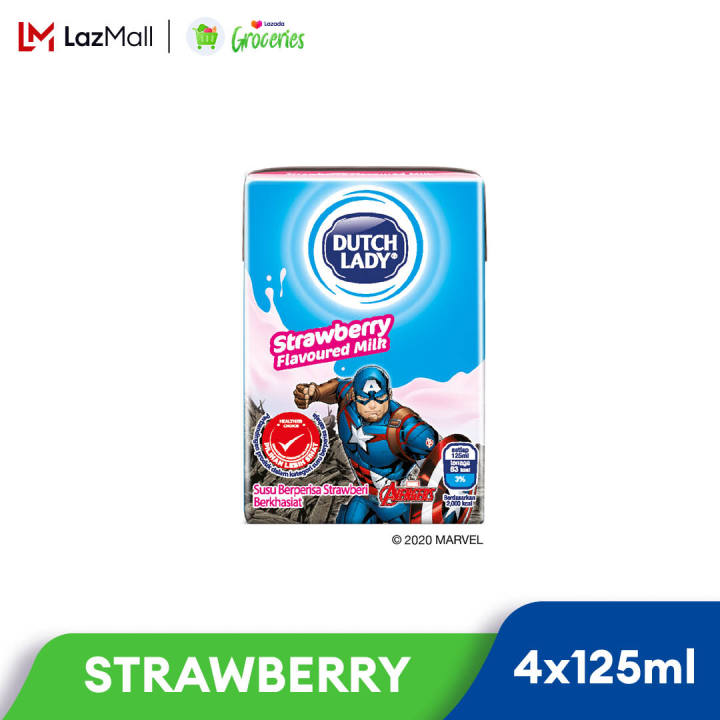 Dutch Lady Milky Marvel Strawberry (125ml x 4)*Random Design | Lazada