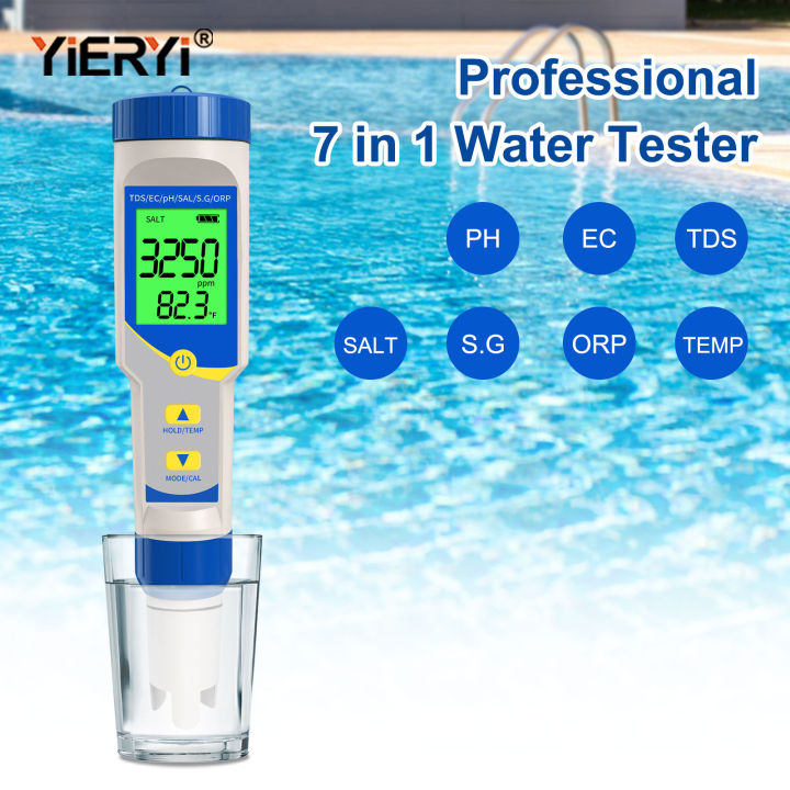 Yieryi Pool Salt Tester, pH Meter & Salt Meter for Pools, 7 in 1 ORP ...