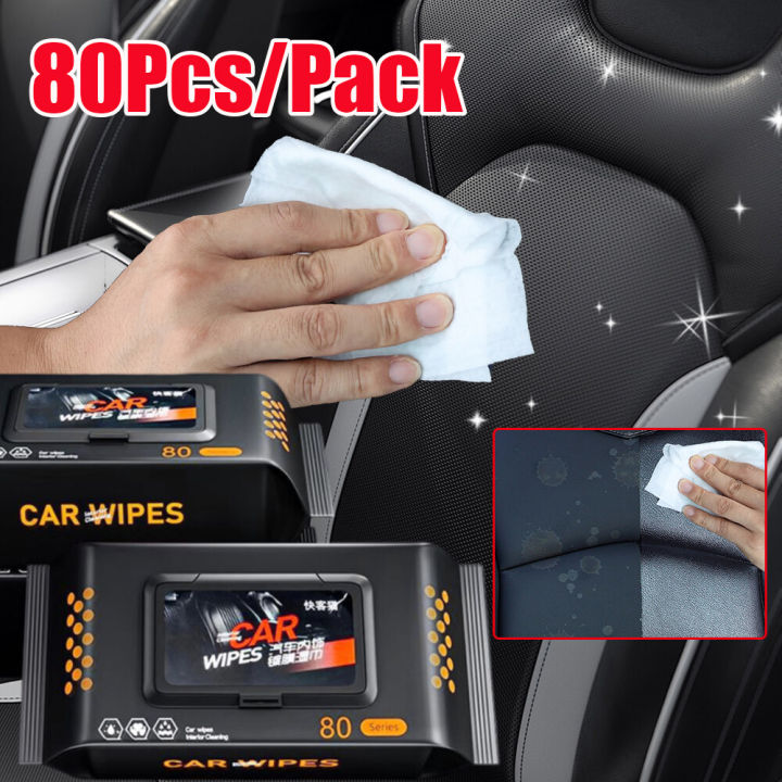 80pcs/bag Multifunctional Car Interior Cleaning Wipes Dashboard Seat ...