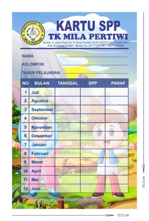 KARTU SPP/INFAQ/IURAN CUSTOM NAMA ALAMAT DAN LOGO SEKOLAH | Lazada ...