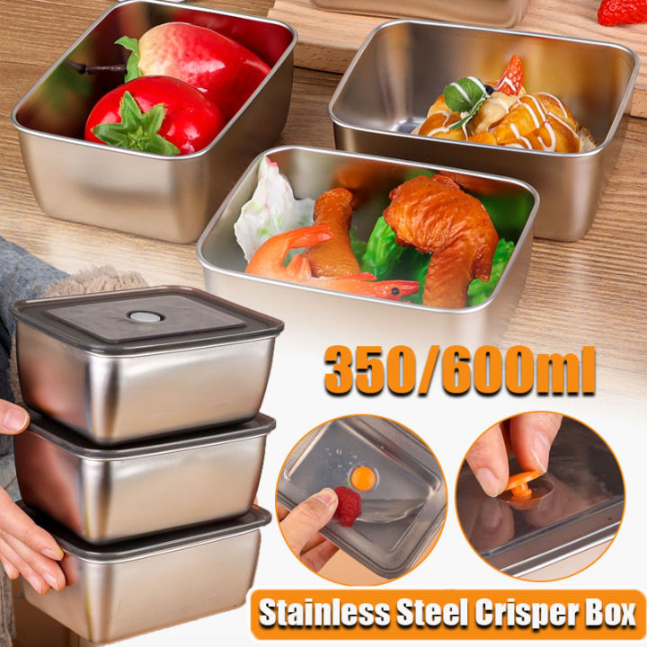 350/600ml Multifunctional 304 Stainless Steel Crisper Box with Lid ...