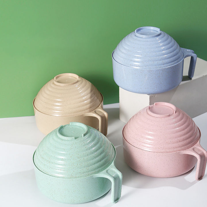 Wisell ชุดเซต ชามบะหมี่กึ่งสำเร็จรูป ทำจากฟางข้าวสาลี ชามข้าวเด็ก Instant noodle bowl | Lazada.co.th