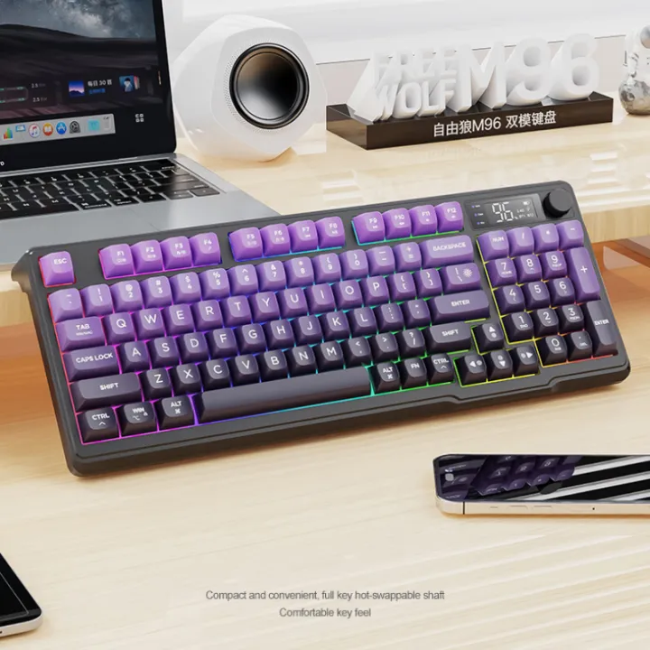 New M96 Wireless Bluetooth Dual-Mode Mechanical Feel Keyboard Pbt ...