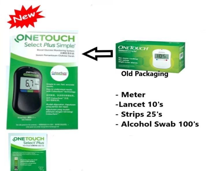 One Touch Select Plus/Select Blood Glucose Meter Free 25 Strips | Lazada