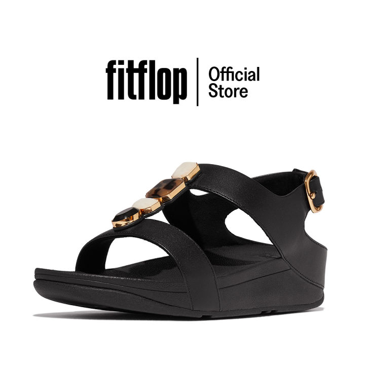 FITFLOP WOMEN FINO MULTI-STONE LEATHER BACK-STRAP SANDALS - ALL BLACK ...