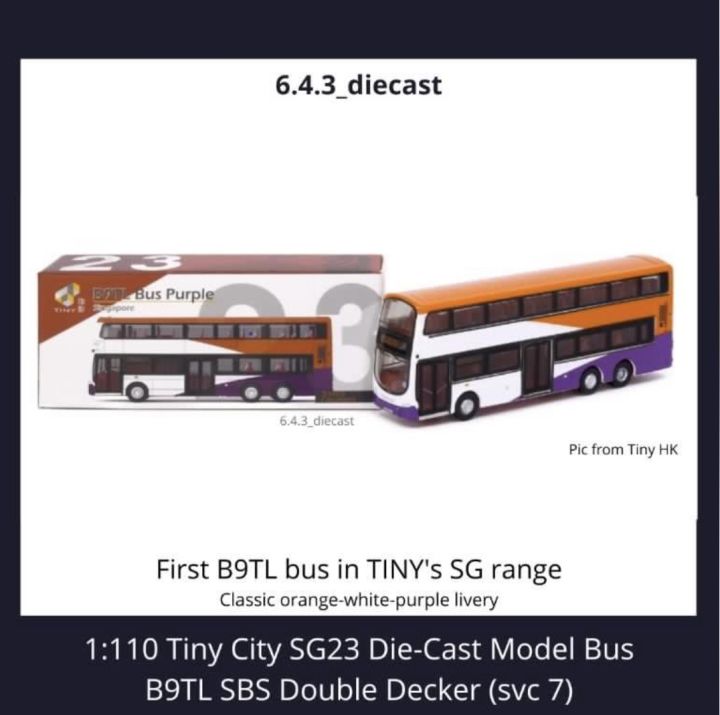 [Local Stock] 1:110 Tiny City SG23 Die-cast Model Bus | B9TL SBS Bus ...