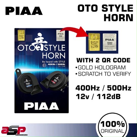 100% ORIGINAL PIAA OTO Style Horn 400Hz/500Hz (with Hologram sticker ...