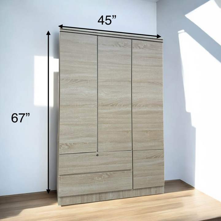 [KL & SELANGOR]3 door wadrobe with drawer fully assembly | Lazada