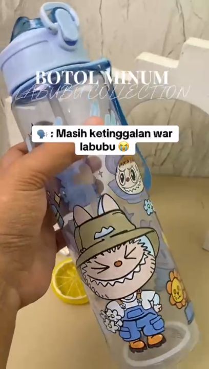 BOTOL PLASTIK LABUBU VIRAL KAPASITAS 900 ML - BOTOL MINUM ANAK SEKOLAH ...