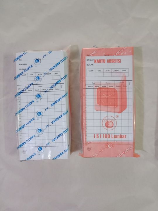 KARTU ABSENSI KARTU ABSEN KARTU MESIN ABSEN ISI 100 LEMBAR | Lazada ...