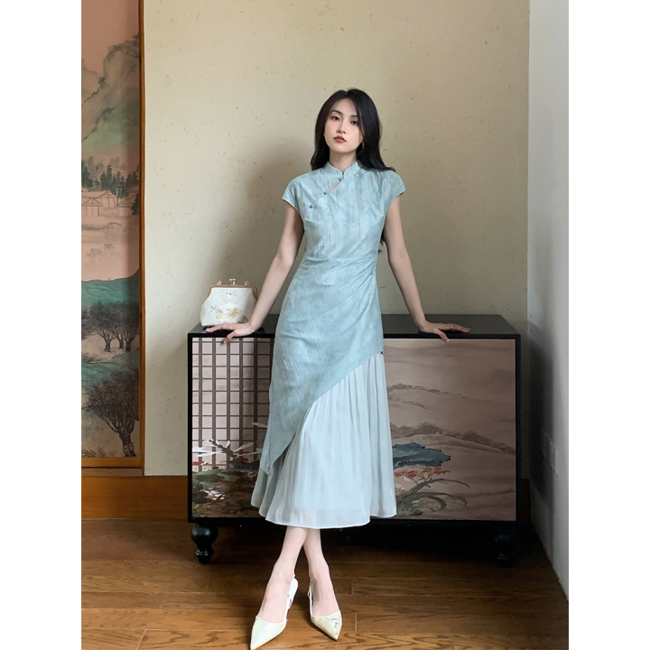 [Guang Xi Chuan] ชุดเดรสสไตล์จีนแบบใหม่เย็นสบายสำหรับผู้หญิงชุดเดรส ...