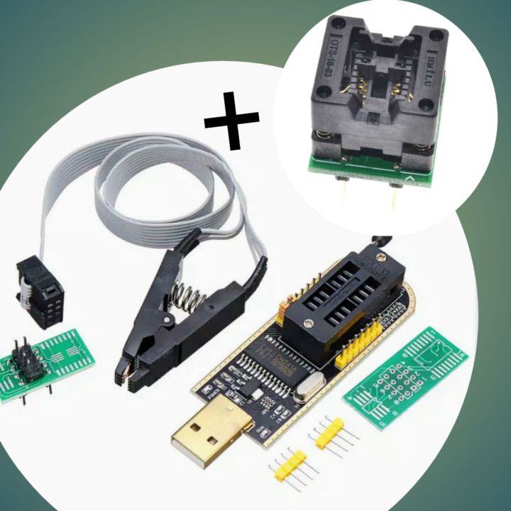 Ch341a Usb Programer Lengkap Dengan Jepit Eeprom Downloader Socket