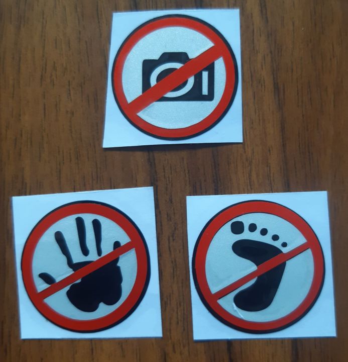 sticker stiker isi 3 foto kaki tangan stiker motor dilarang injak ...