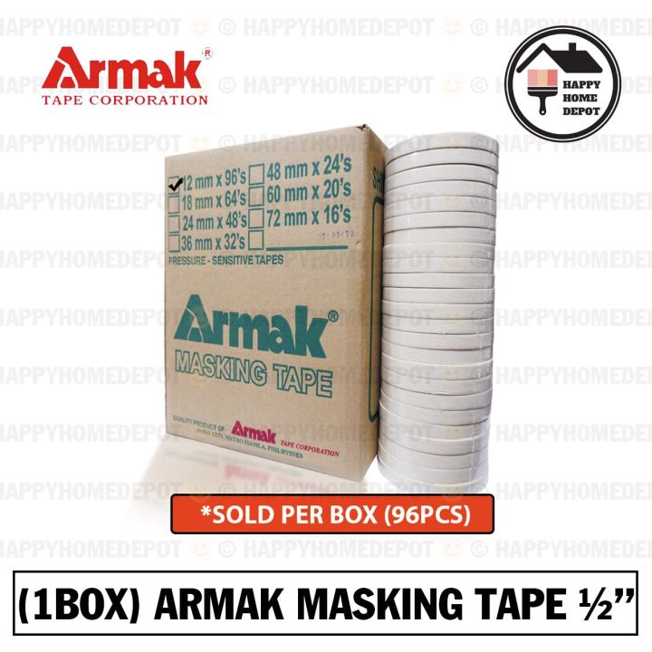 (1 BOX) ARMAK MASKING TAPE ½" , ¾" , 1" , 2" | Lazada PH