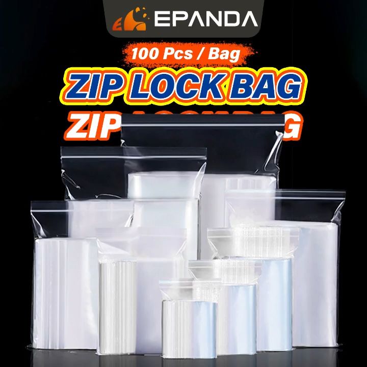 100pcs Zip Lock Plastic Bag Transparent Food Storage Bag Beg Zip ...