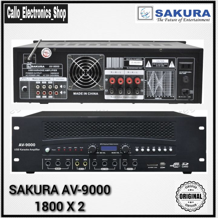 Original Sakura AV-9000 Amplifier 1800 x 2 Watts High Powered Amplifier with BT/USB/SD PORT ...
