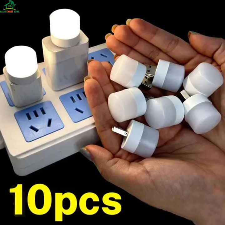 1/10Pcs Mini USB Night Light Warm White Eye Protection Book Reading Light USB Plug Computer ...